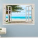Wall Decal Beach Stickers 3D Window Wall Decal Ocean Beach Scene Palm ...