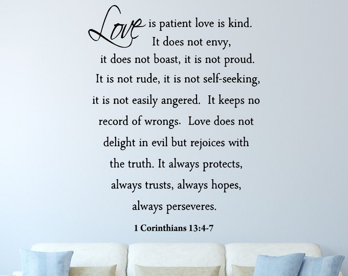 Love is Patient Love is Kind Wall Art Decor Vinyl Decal Sayings ...