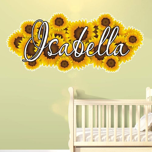 Sunflower Girls Name Wall Decal Flowers Personalized Girls | Etsy