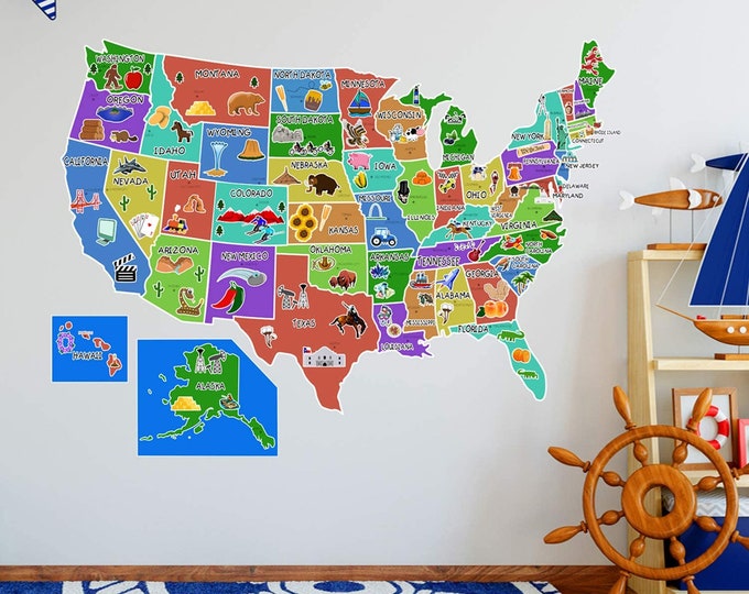 United States of America Map Vinyl Decal | All States Map Decal ...