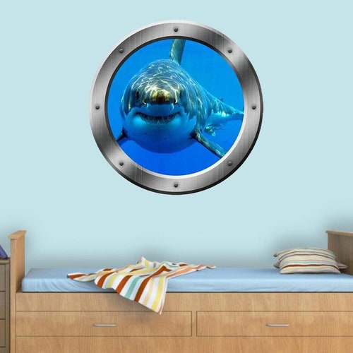 Shark Wall Decal Great White Shark Jaws Window Frame - Etsy
