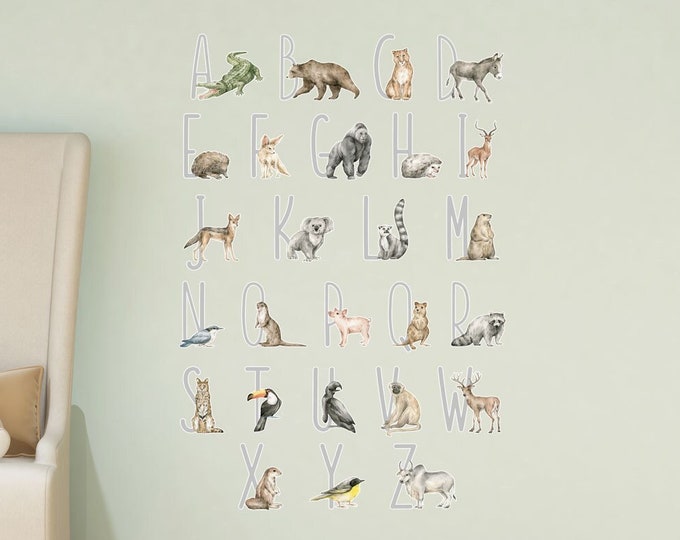 Animal Alphabet ABC Kids Wall Stickers Wall Decals Peel & Stick ...