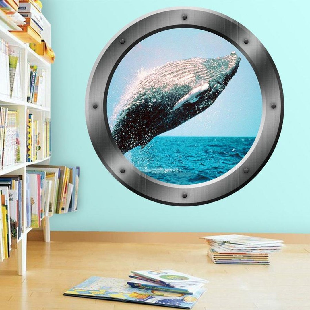 Whale Breaching Porthole Wall Decal Ocean Animal Nature View Decal ...