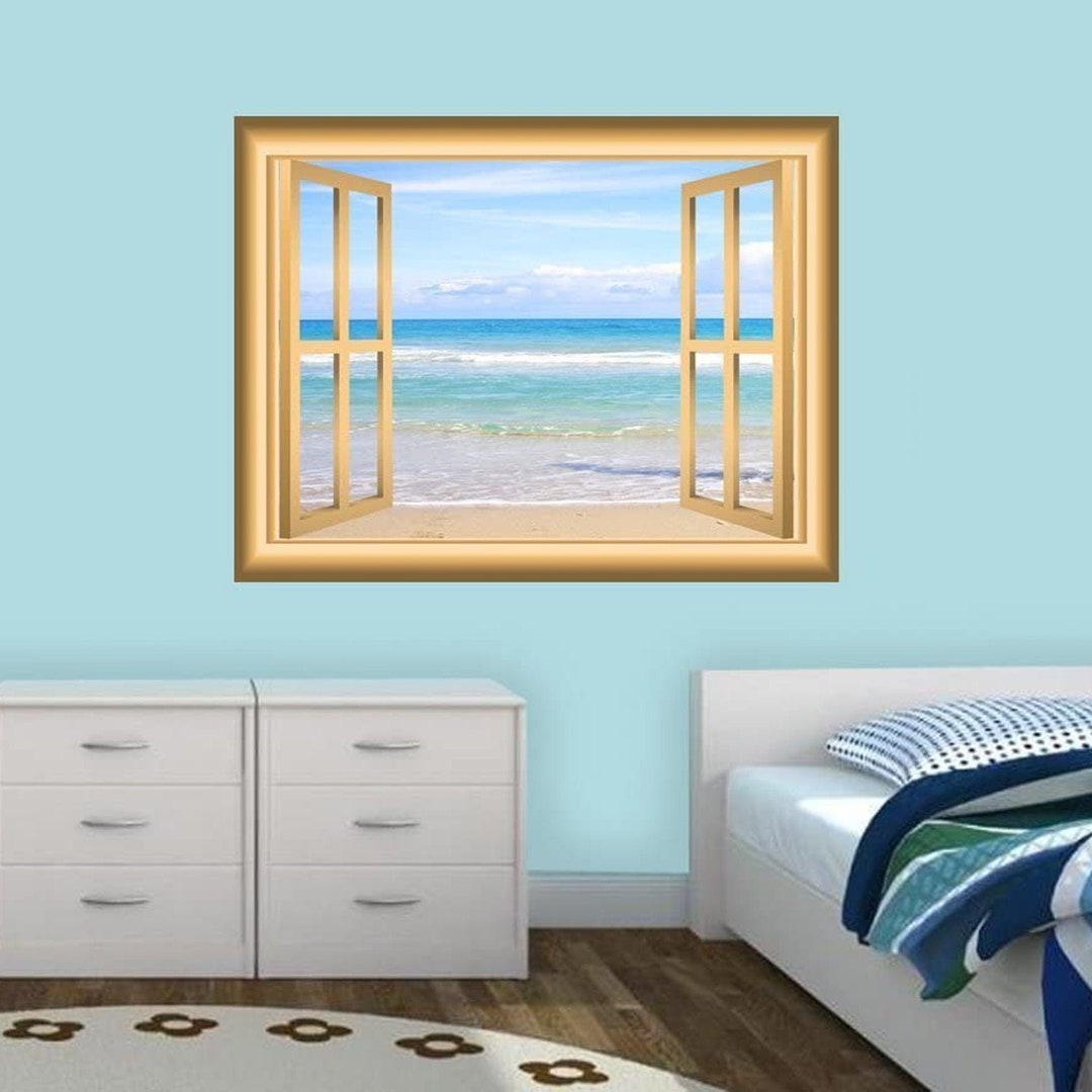 Beach View Vinyl Window Frame Ocean Scenery Wall Art - VWAQ NW3 - Etsy