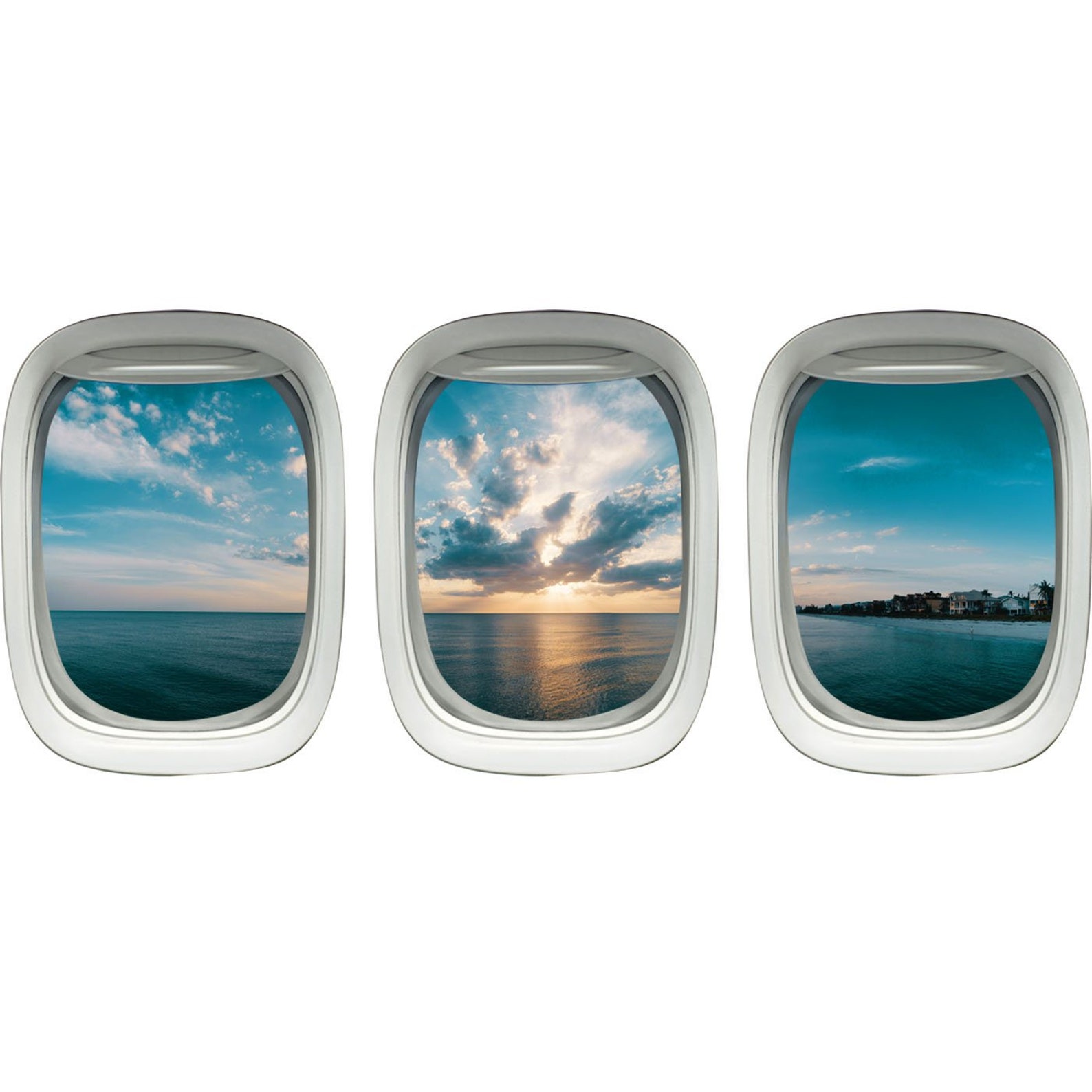 VWAQ Airplane Window Vinyl Stickers | 3D Ocean View Wall Decals - PPW45 ...