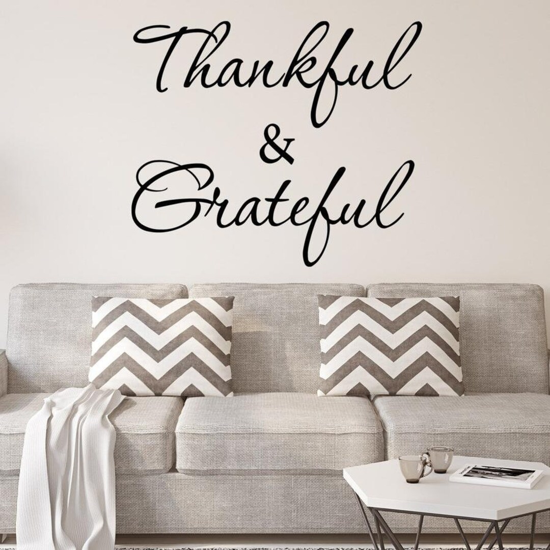 VWAQ Thankful and Grateful Wall Decal Inspirational Quotes Wall Decor ...