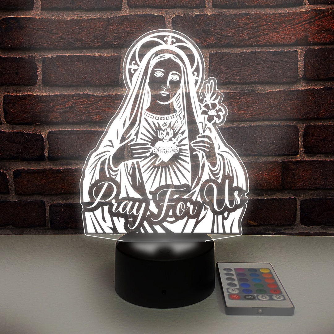 Immaculate Heart of Mary, Virgin Night Light, Led Catholic Art - VWAQ ...
