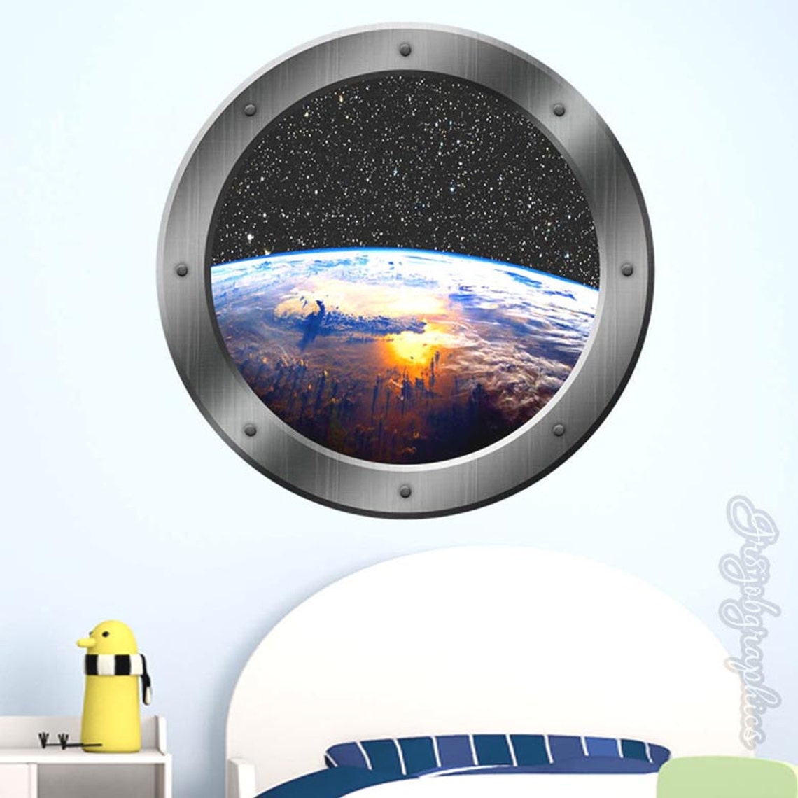 Space Decal Earth Wall Art Decal 3D Outer Space Window Mural - Etsy