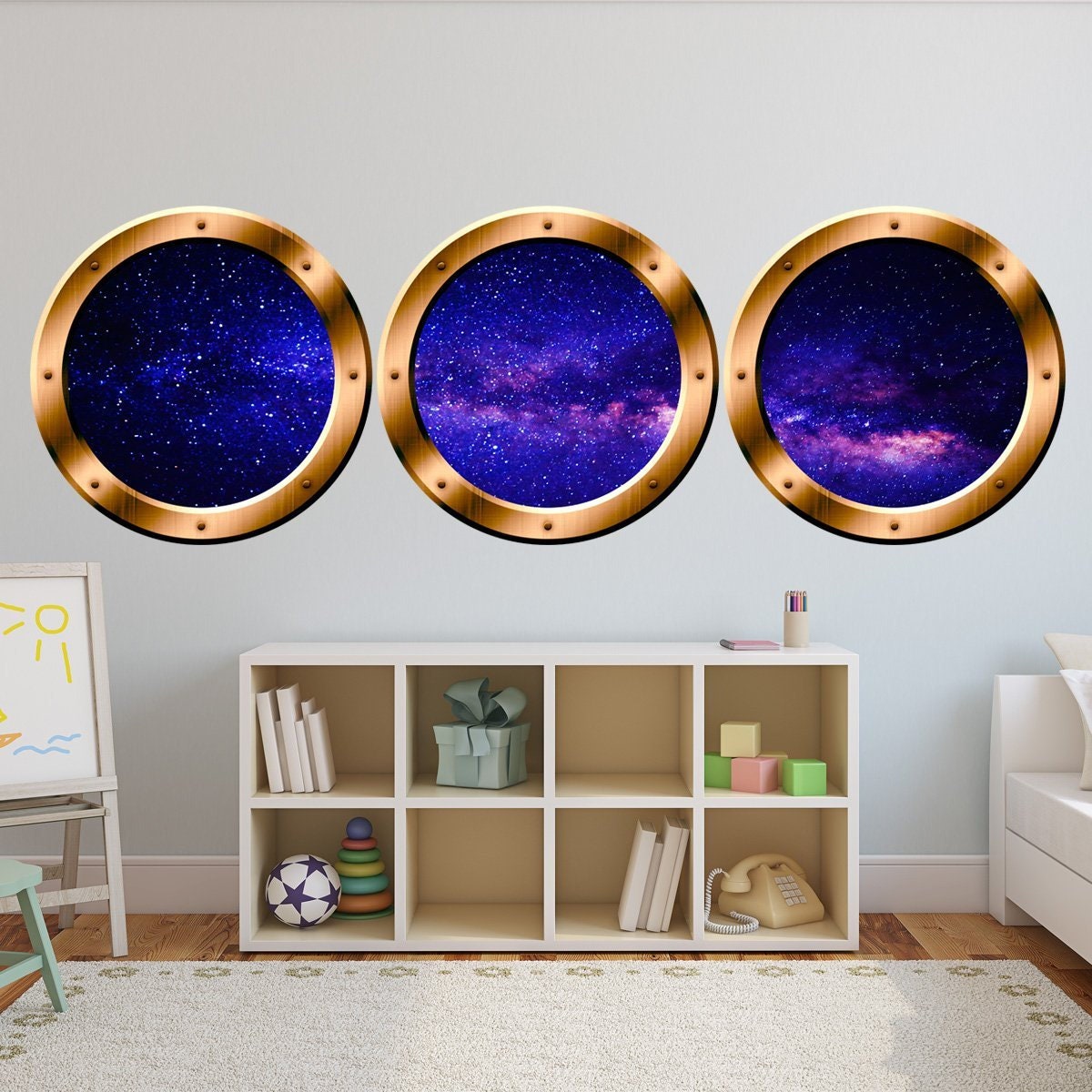 VWAQ Spaceship Window Wall Decals for Kids Rooms | Outer Space Window ...