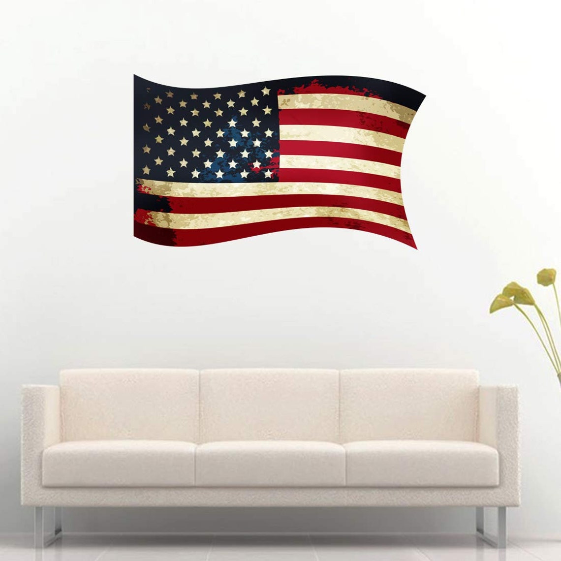 American Flag Decal Patriotic Wall Art Vintage American - Etsy