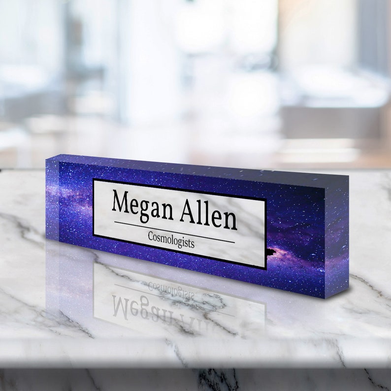 Personalized Name Plate for Desk | Clear Acrylic Galaxy Nebula Art ...
