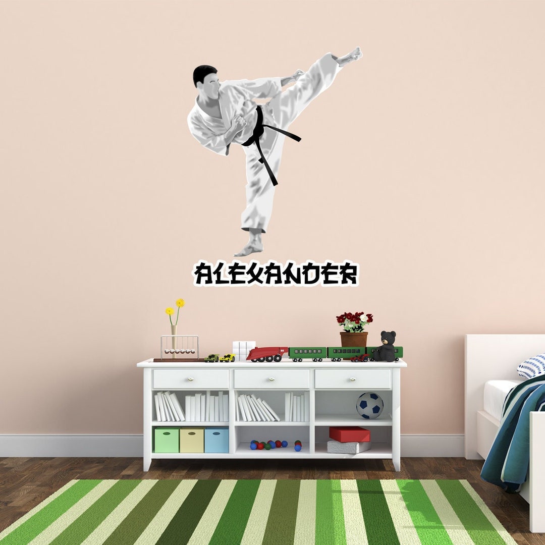 Custom Karate Boy Wall Decal - Personalized Name Sports Sticker Decor ...