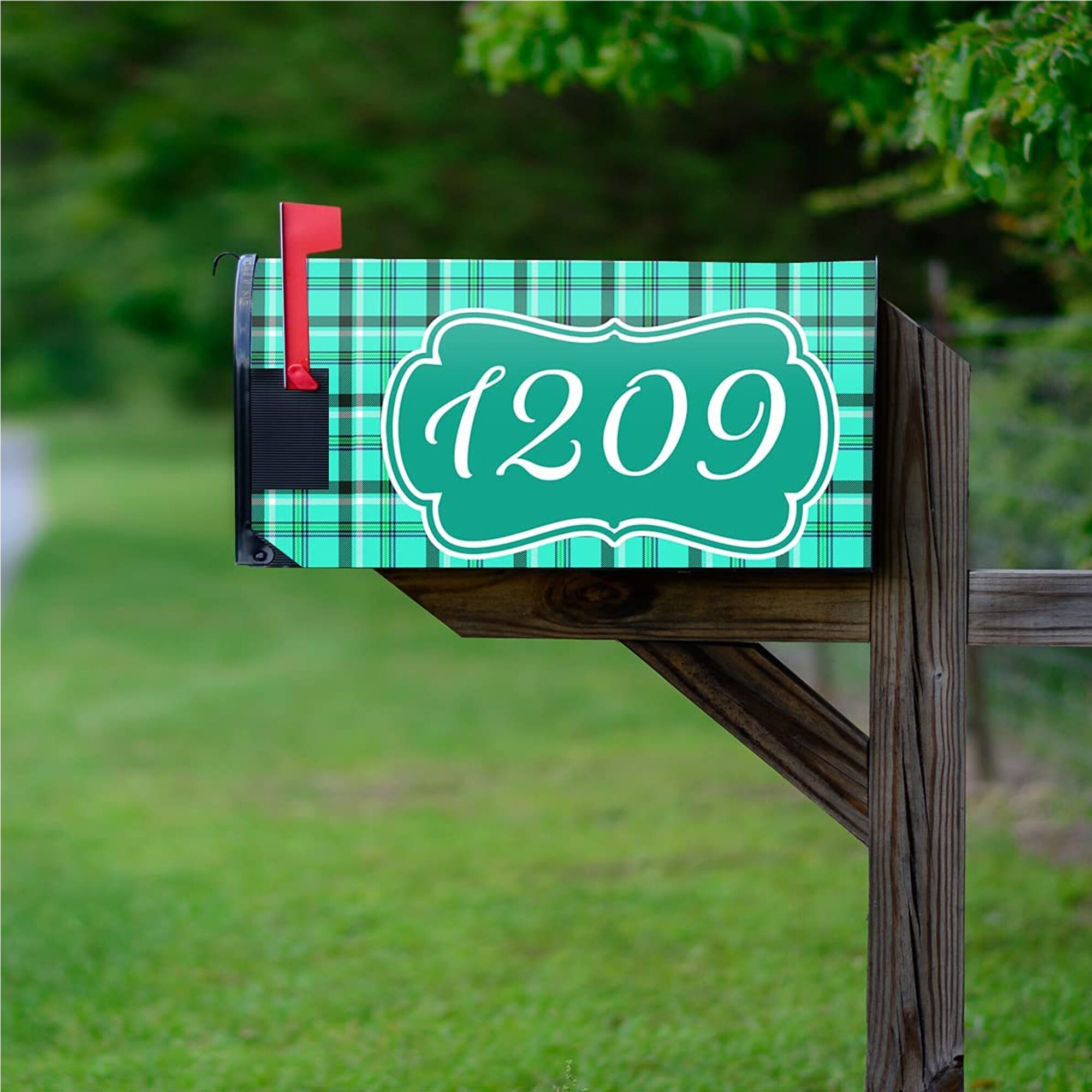 Personalized Plaid Mailbox Magnetic Cover Custom Address - VWAQ PMBM18 ...
