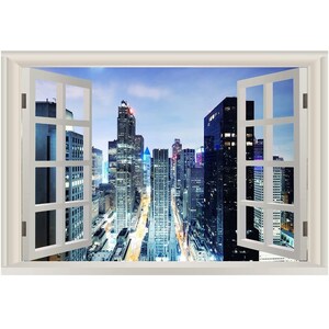 Fake Window Decal, Scenic Landscape Wallpaper, Wall Mural Art Skyline ...