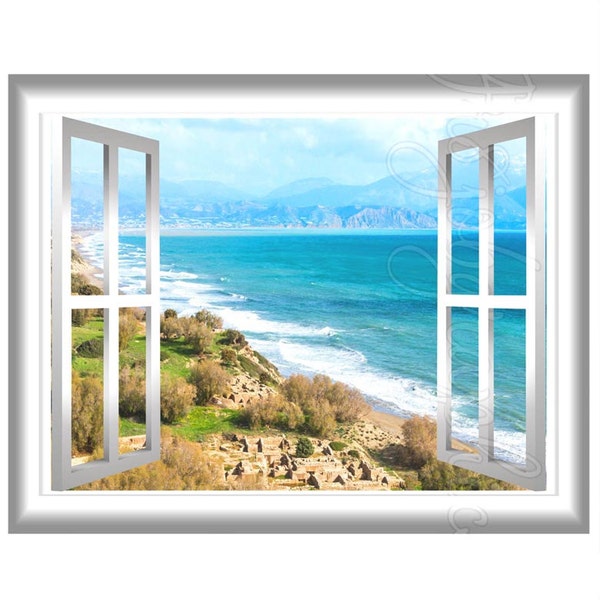 Wall Mural Sticker Window Frame Scene - Etsy
