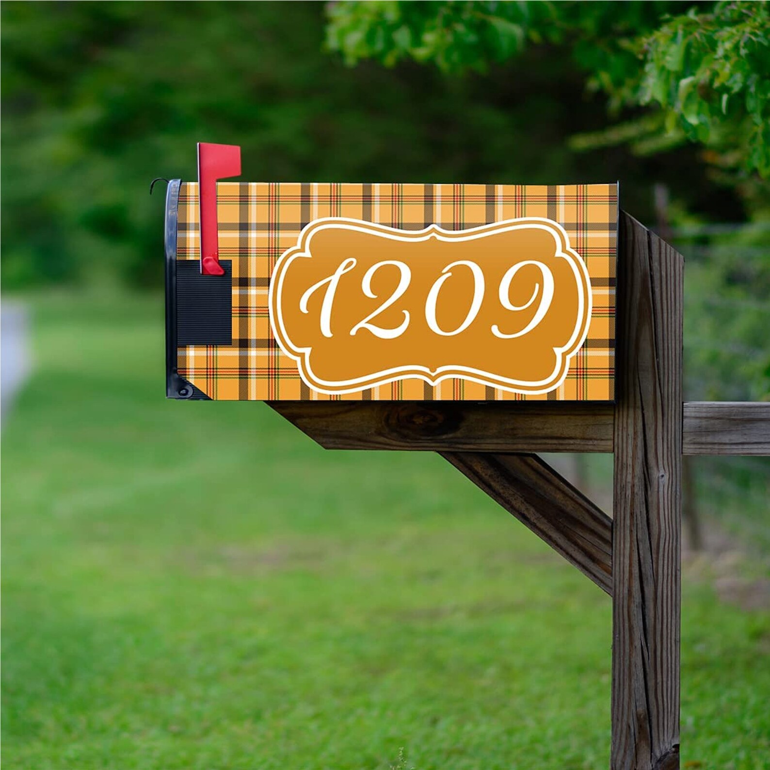 Personalized Plaid Mailbox Magnetic Cover Custom Address - VWAQ PMBM18 ...