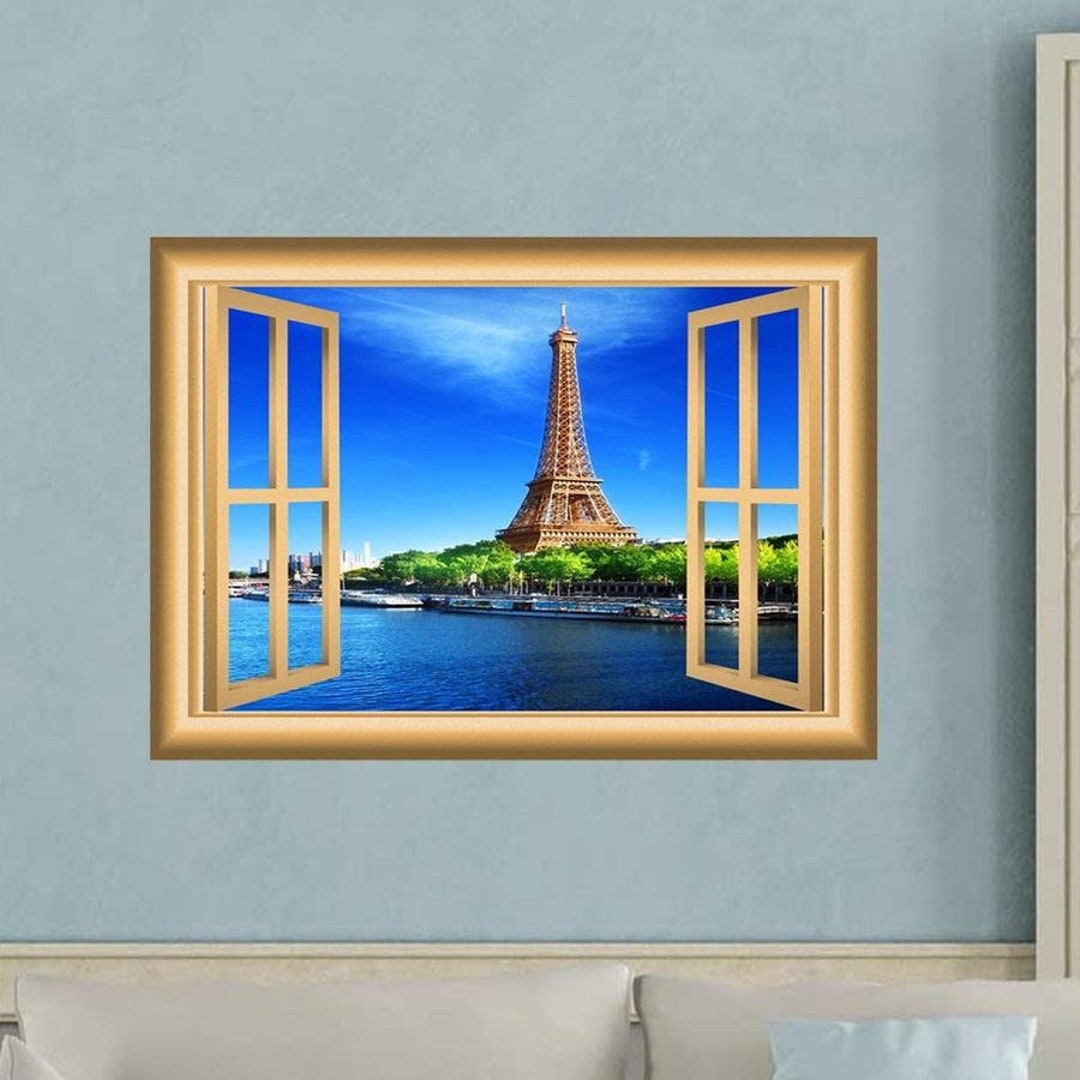 Paris Window Frame Eiffel Tower Scene Peel and Stick VWAQ NW7 - Etsy