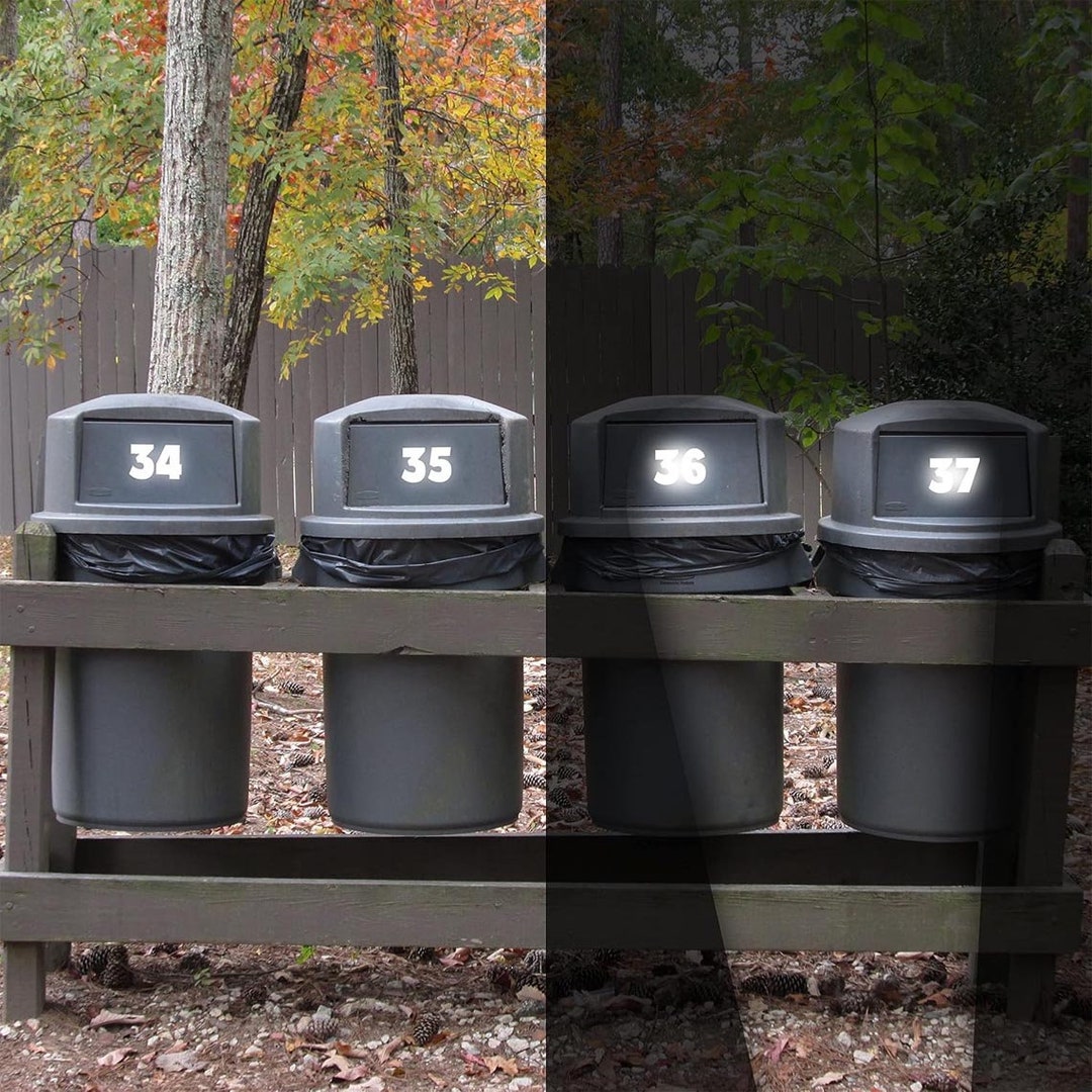 Reflective Numbers for Trashcan - 5 Sets of Decals 0-9 Die Cut Stickers - Self Adhesive Stickers ...