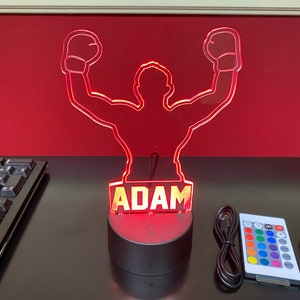 Custom Name Edge Lit Acrylic Boxer - Personalized Acrylic Sign - Multi ...