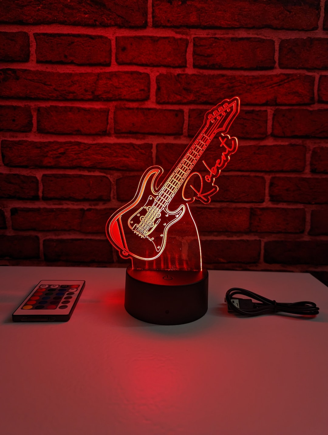 LED Name Custom Night Light up Sign - Acrylic Art Deco Lamp Bass Guitar ...
