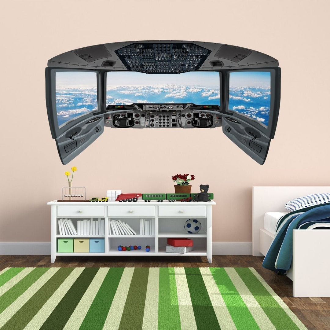 VWAQ 3D Airplane Stickers for Kids | Clouds Cockpit Wall Decal - CP5 - Etsy