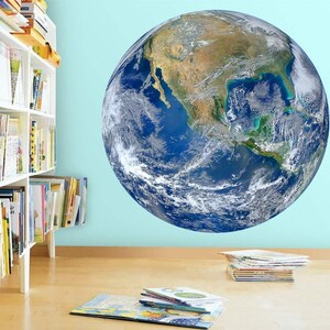 Earth Sticker - Globe Wall Decal - Planet Earth Room Decor - Reusable ...