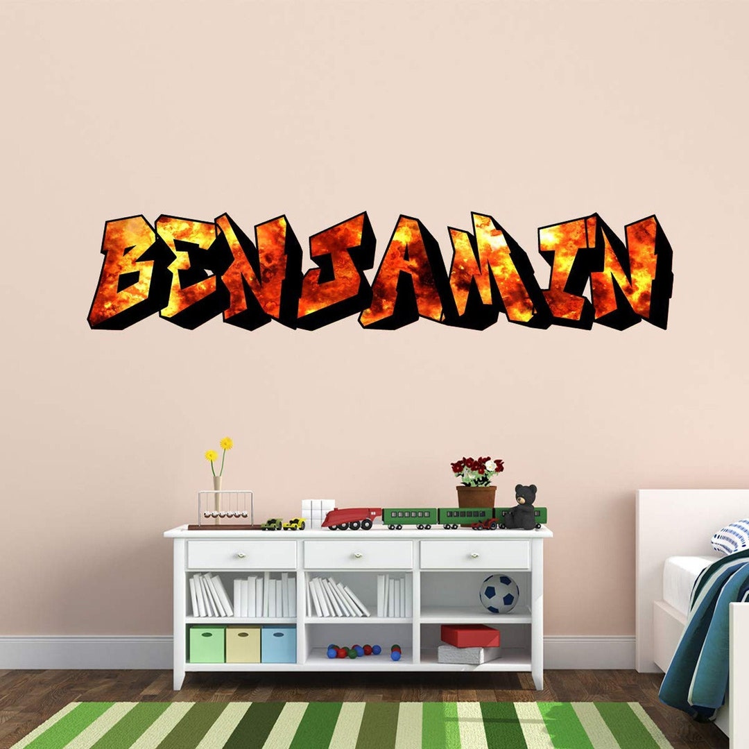 Custom Flames Wall Stickers Name - Personalized Graffiti Decals Kids ...
