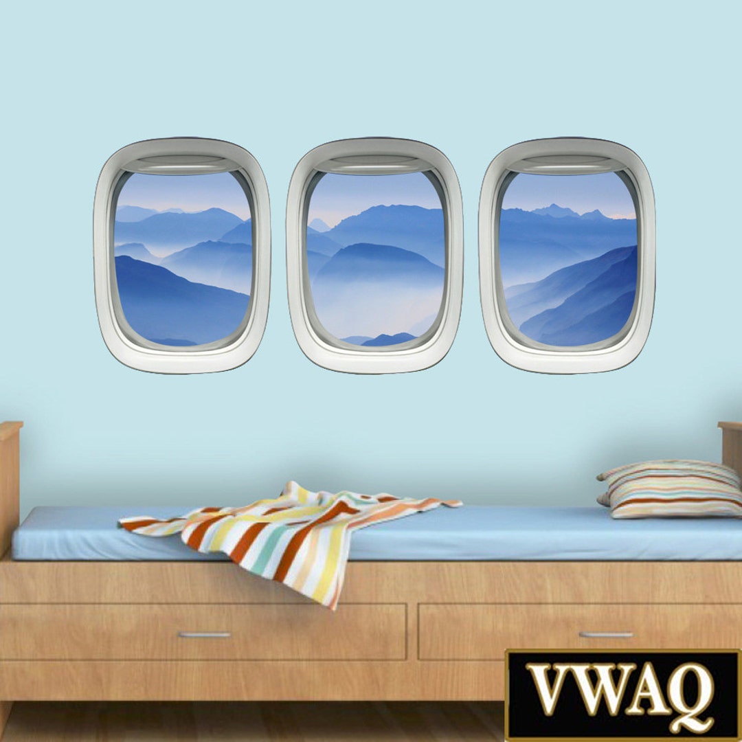 Airplane Decal - Aircract Window Frame Wall Decal Sticker Pack ...
