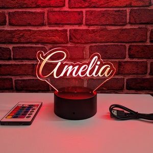 Custom LED Name Night Light Personalized Acrylic Desk Lamp - Kids Room ...