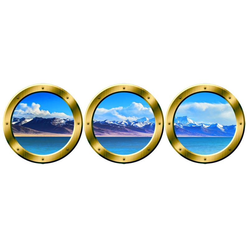 Window Frame Wall Decals - Ocean Scenery Porthole Sticker Pack ...