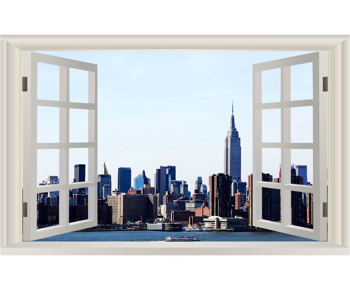 VWAQ Manhattan Window Wall Sticker New York City Skyline | Etsy