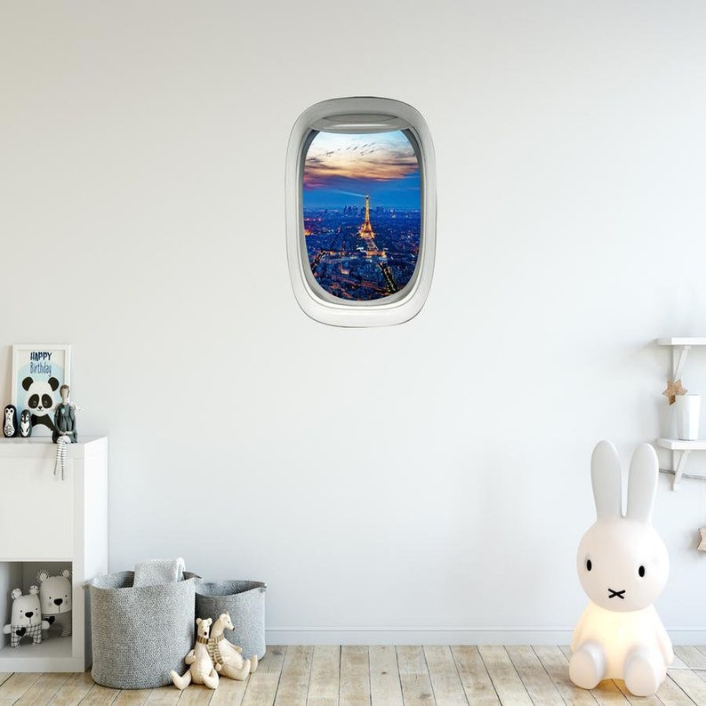 Paris Sky View Airplane Window Decal Eiffel Tower City of - Etsy