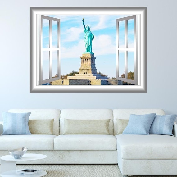 Statue of Liberty 3D Window Frame New York Wall Mural VWAQ - Etsy