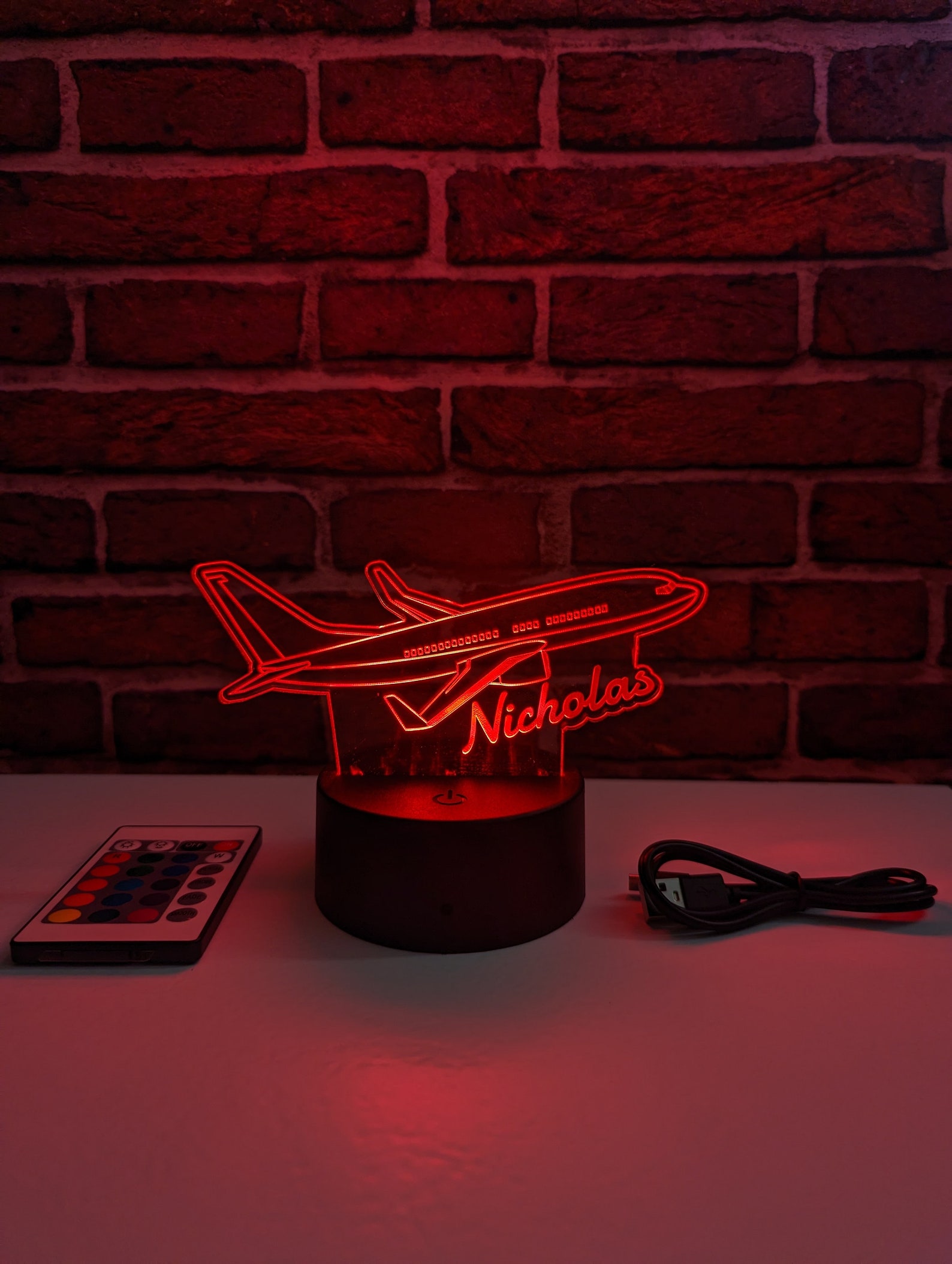 Personalized Night Light Acrylic Air Plane Name - Aviation LED Lights ...