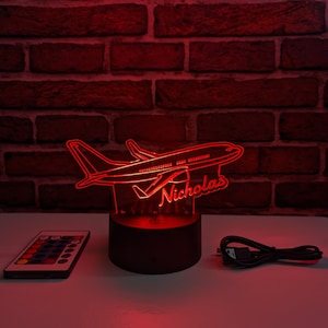 Personalized Night Light Acrylic Air Plane Name - Aviation LED Lights ...