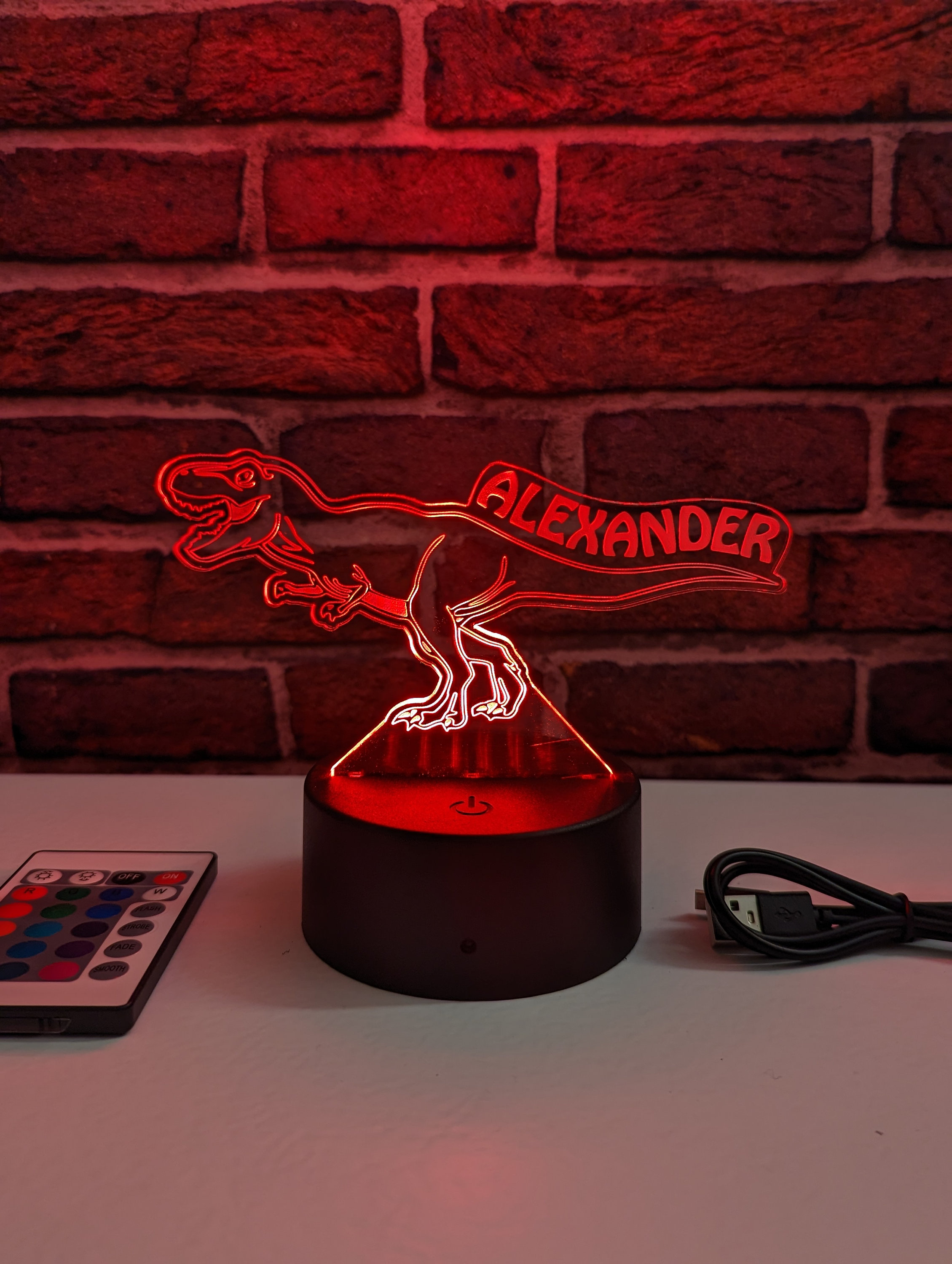 Personalized LED Name Dinosaur Night Light up Sign - Nursery Decor ...