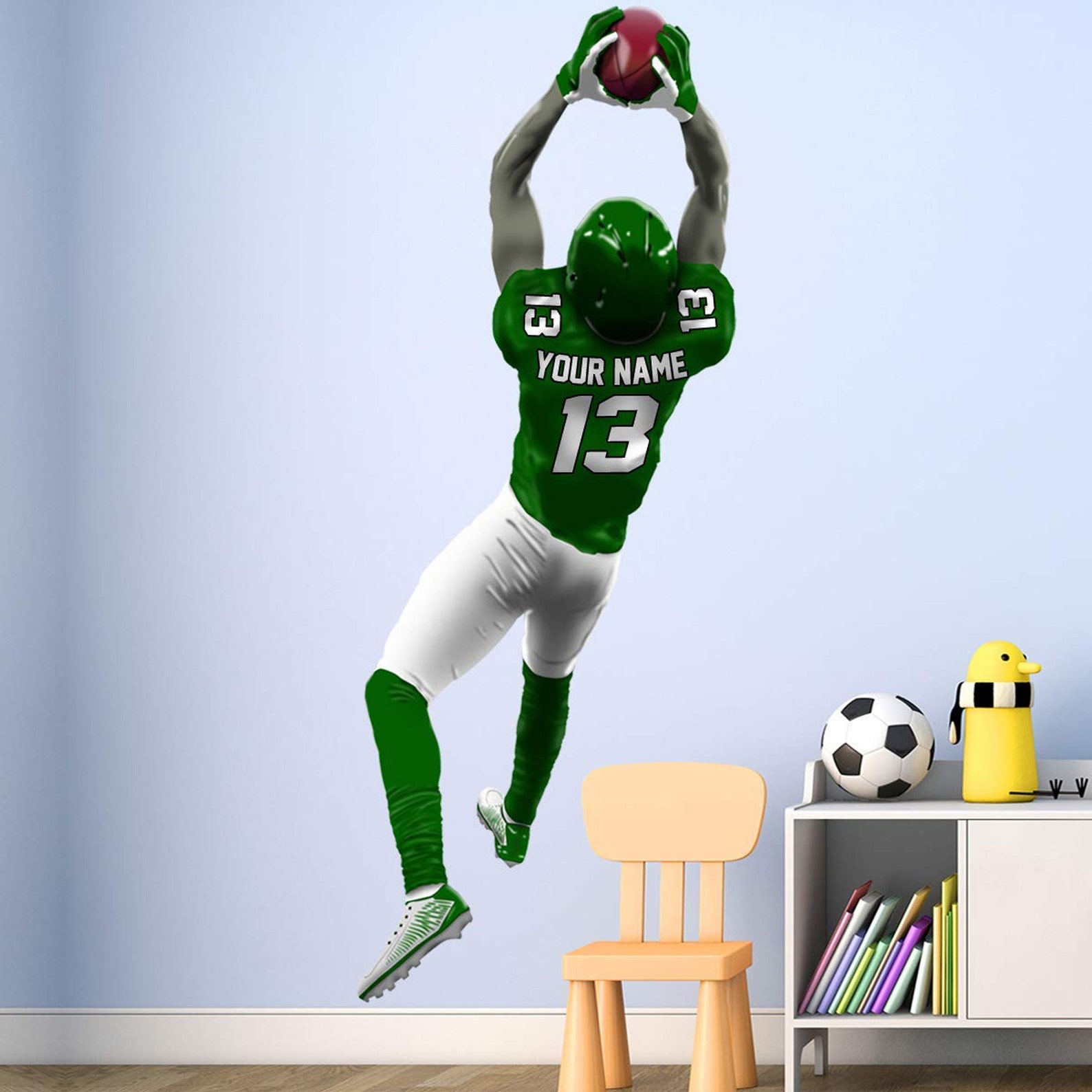 Personalized Football Player Wall Decal - Custom Name Sports Wall ...