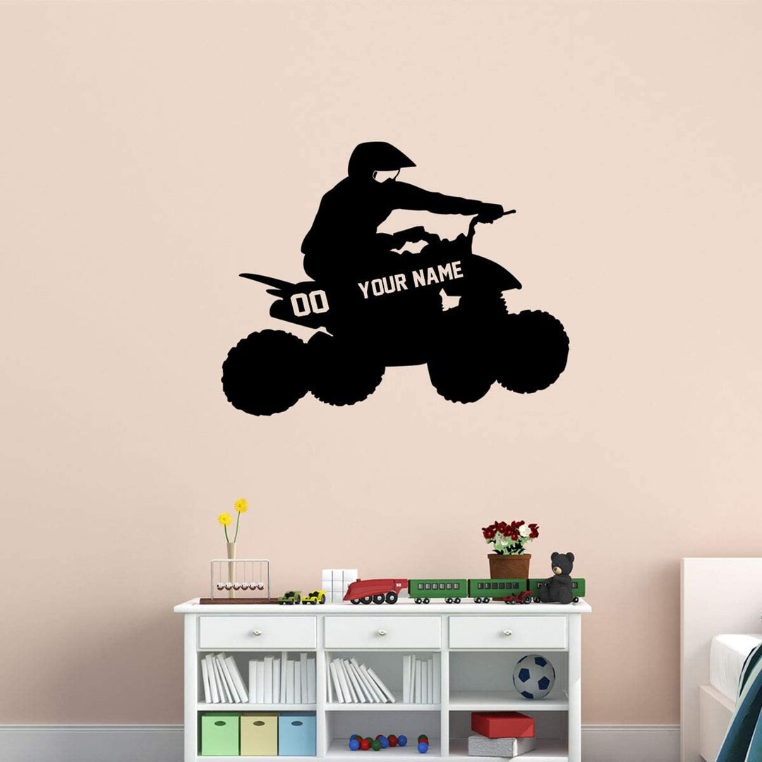ATV Wall Sticker Custom Name Boys Room 4 Wheeler Personalized Quad ...