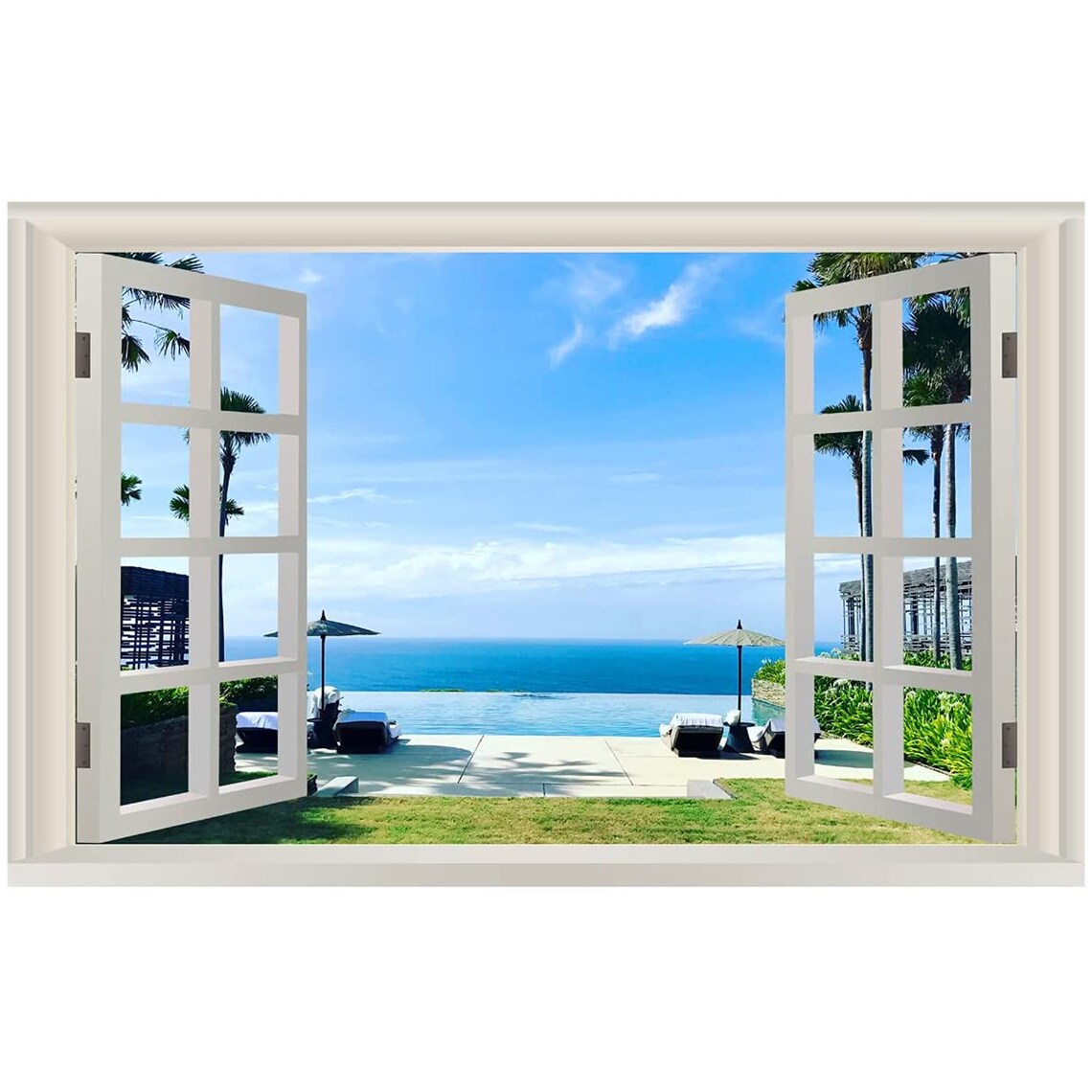 Tropical Beach Vacation Wall Decal Ocean Window View Sticker - Etsy