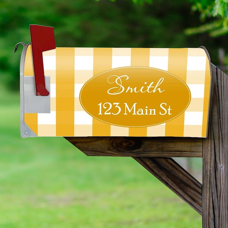 Custom Address Mailbox Covers Magnetic - Personalized Plaid Mailbox ...