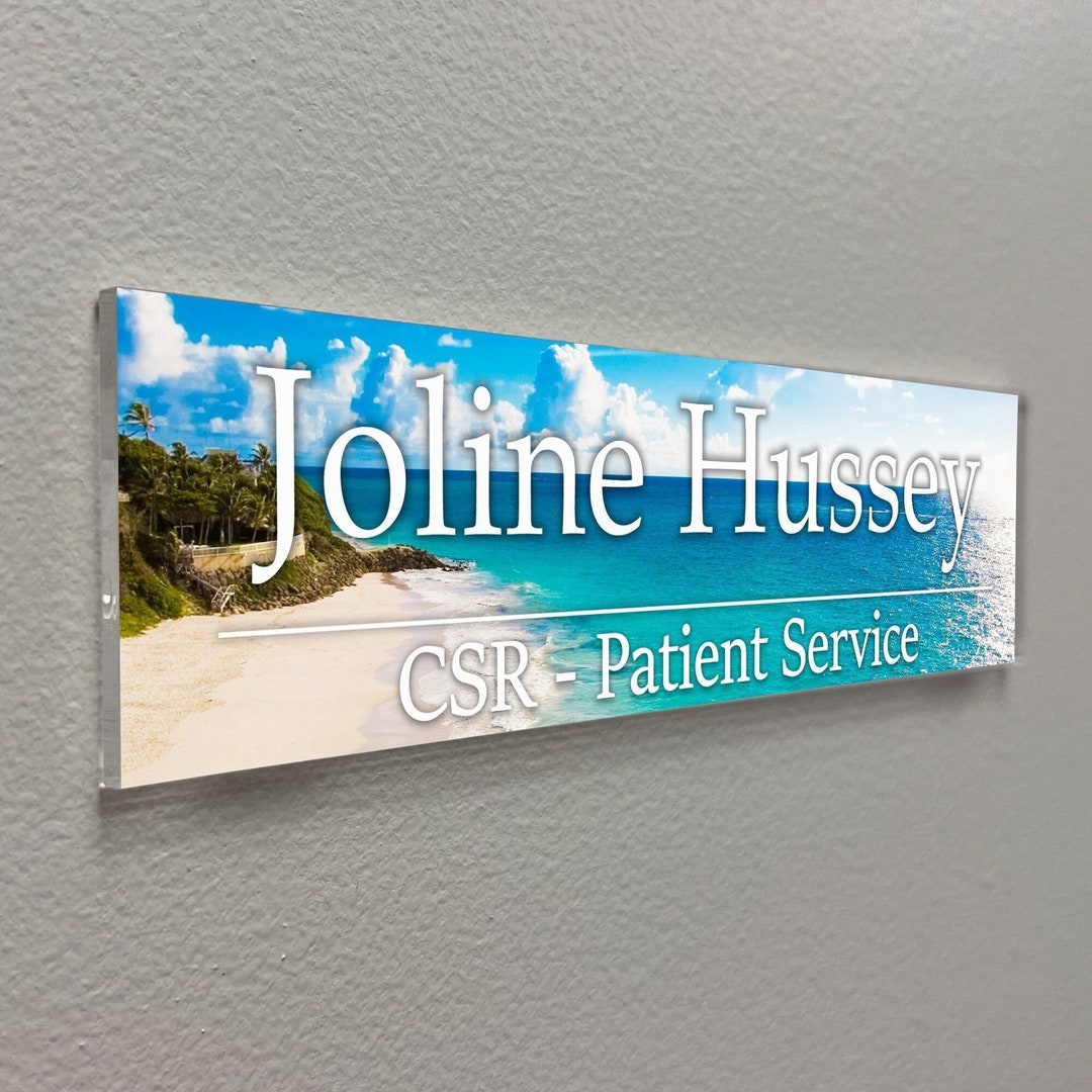 Acrylic Office Door Name Plate – Beach Theme Desk or Wall Sign ...