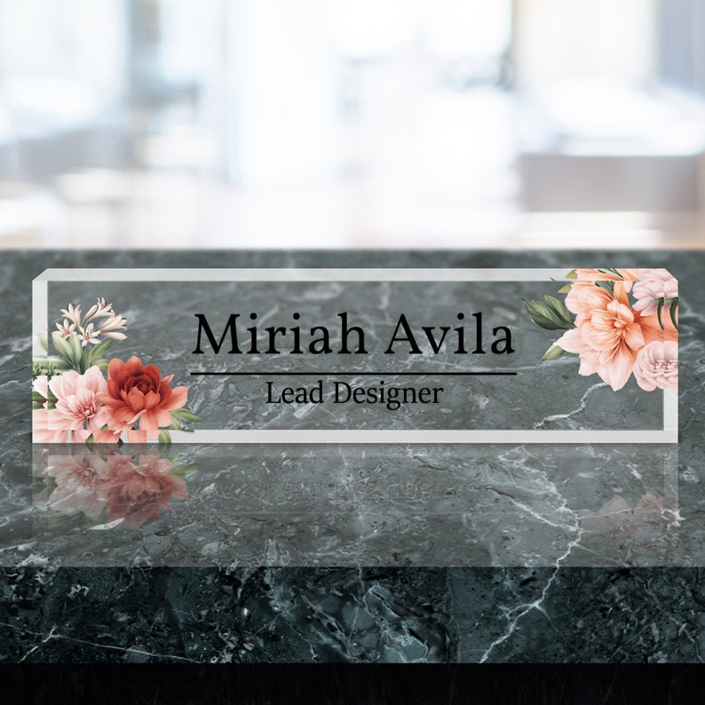 Personalized Flower Name Plate Custom Office Decor Nameplate - Etsy