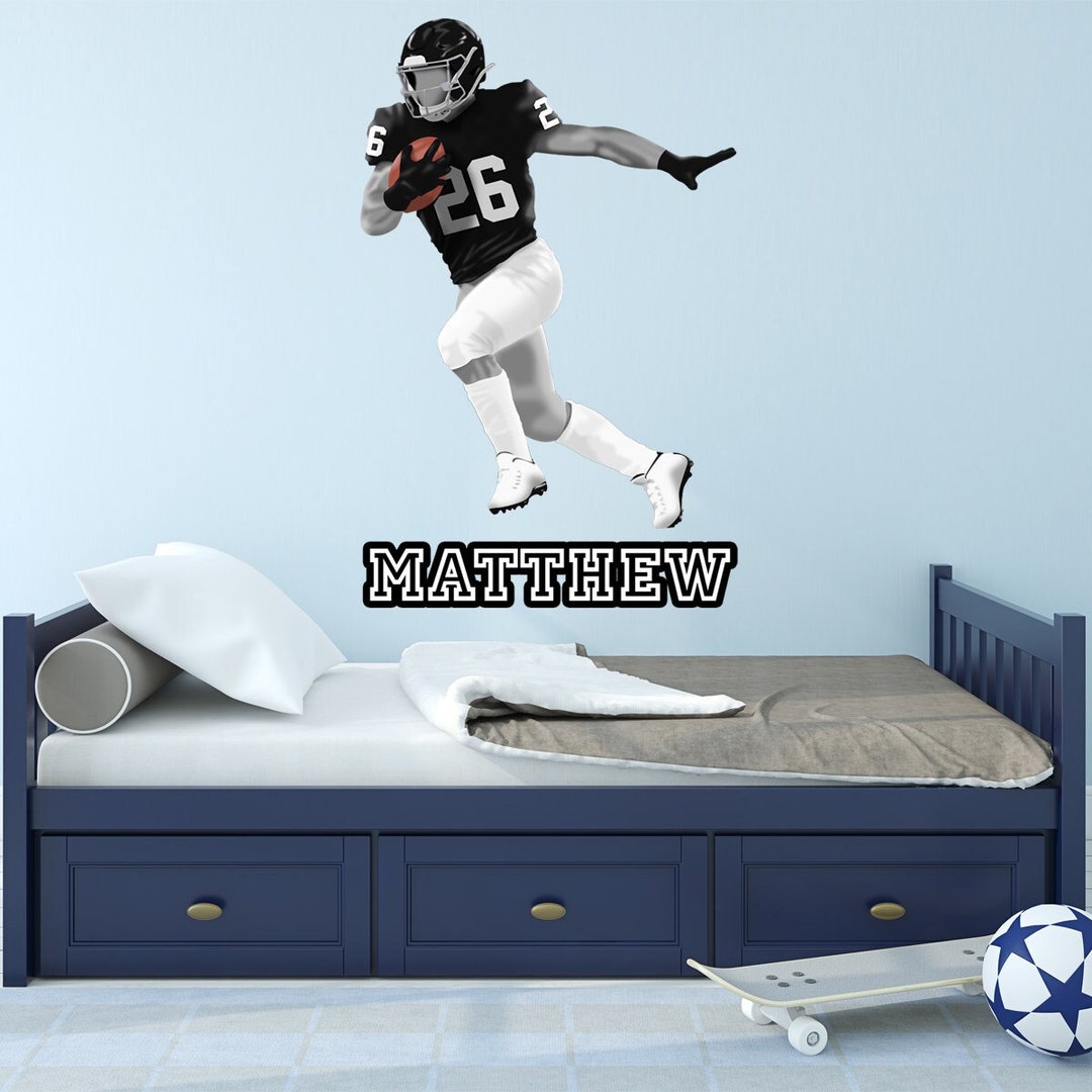 Custom Football Player Wall Decal - Personalized Name Sports Sticker ...