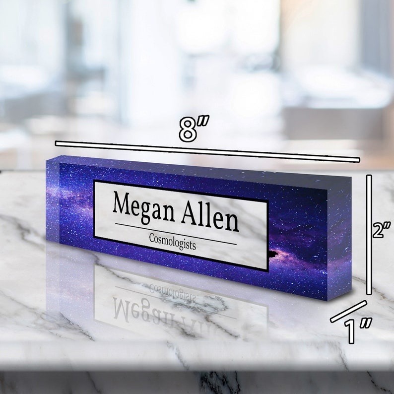Personalized Name Plate for Desk | Clear Acrylic Galaxy Nebula Art ...