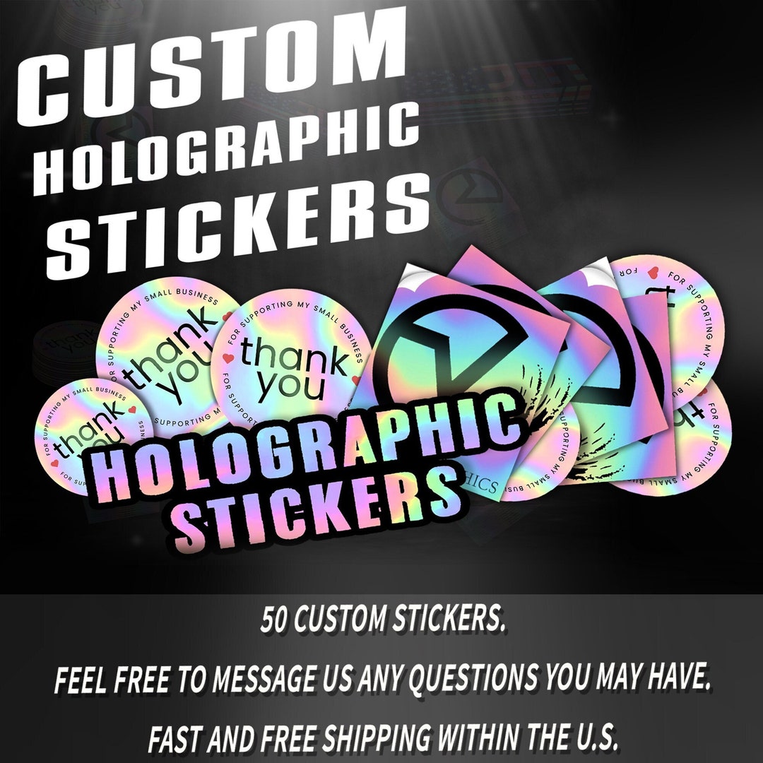 Custom Business Logo Stickers 50 Holographic Promotional Stickers VWAQ ...