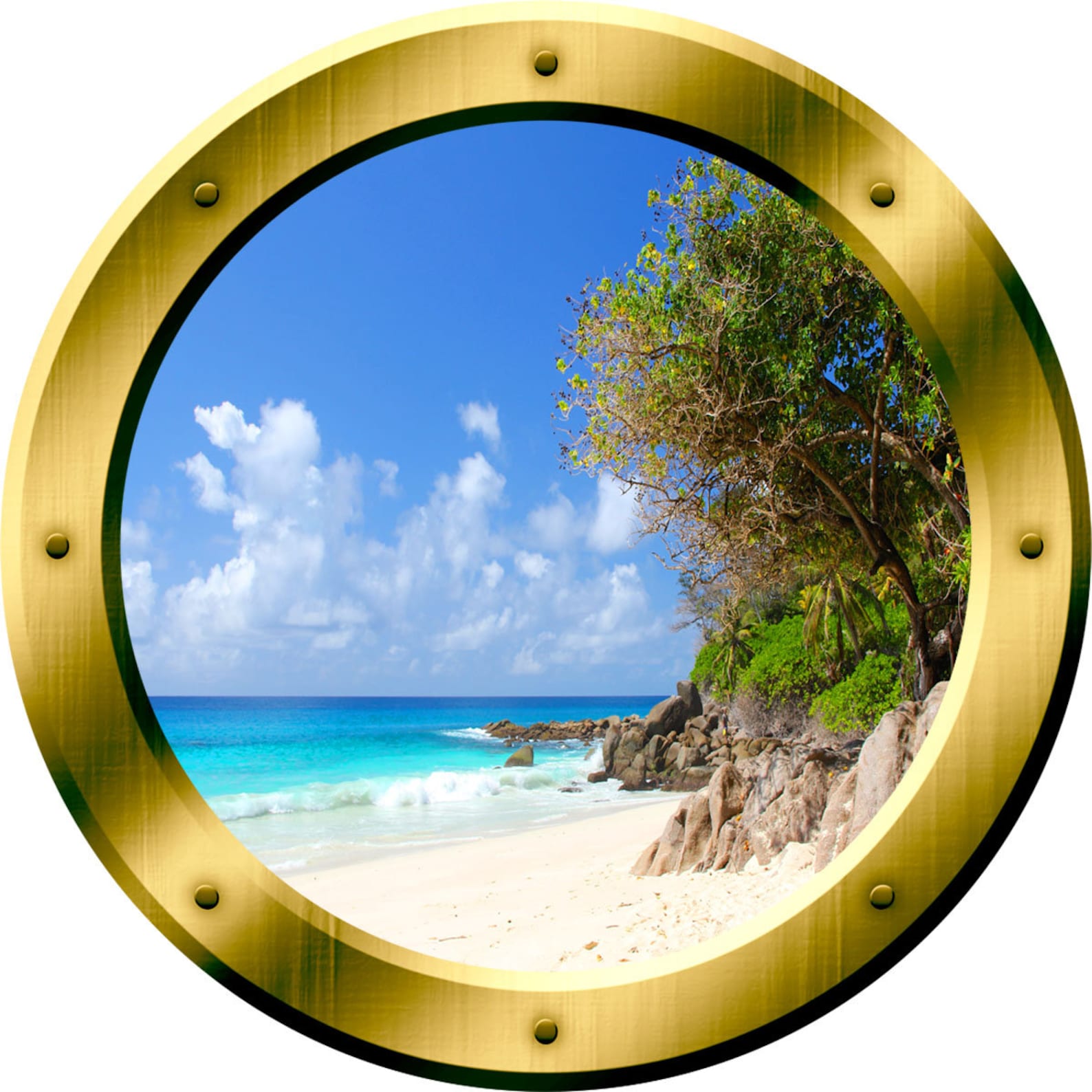Tropical Island Wall Decal Beach Scene Wall Sticker Porthole - Etsy