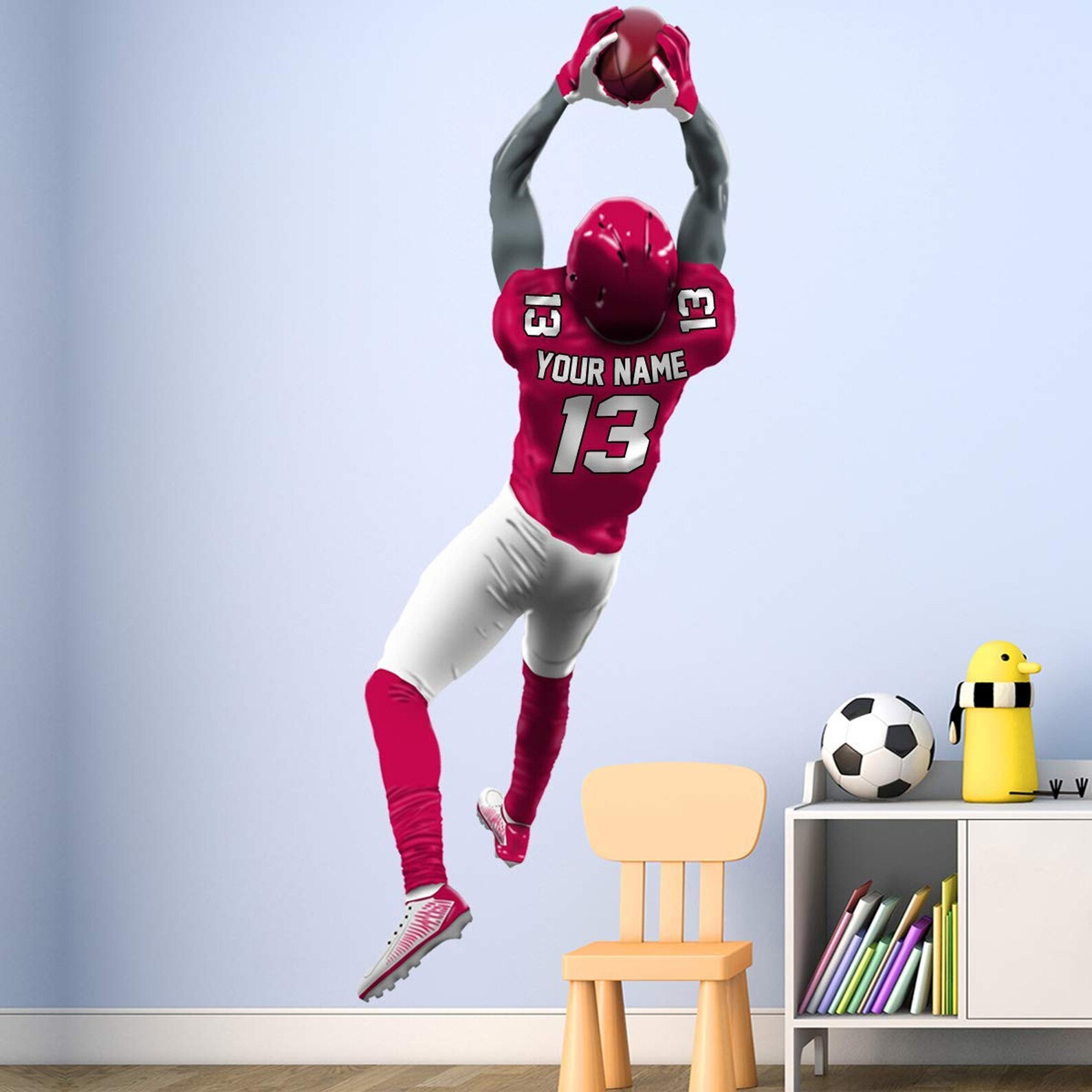 Personalized Football Player Wall Decal - Custom Name Sports Wall ...