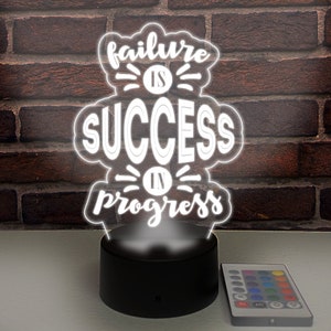 Acrylic Led Night Light up Sign Desk Lamp Failure is Success in ...