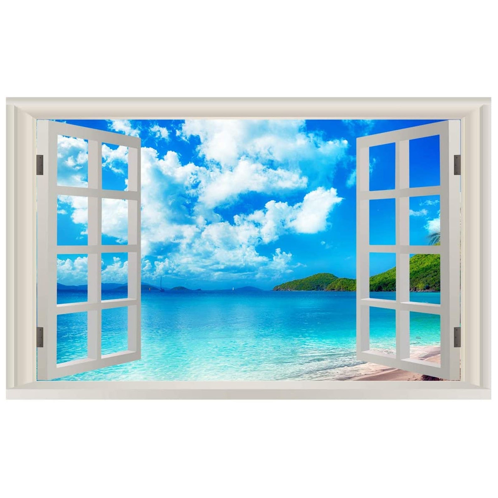 Beach Wall Decal Tropical Beach Wall Decal Ocean Window Mural Decals ...