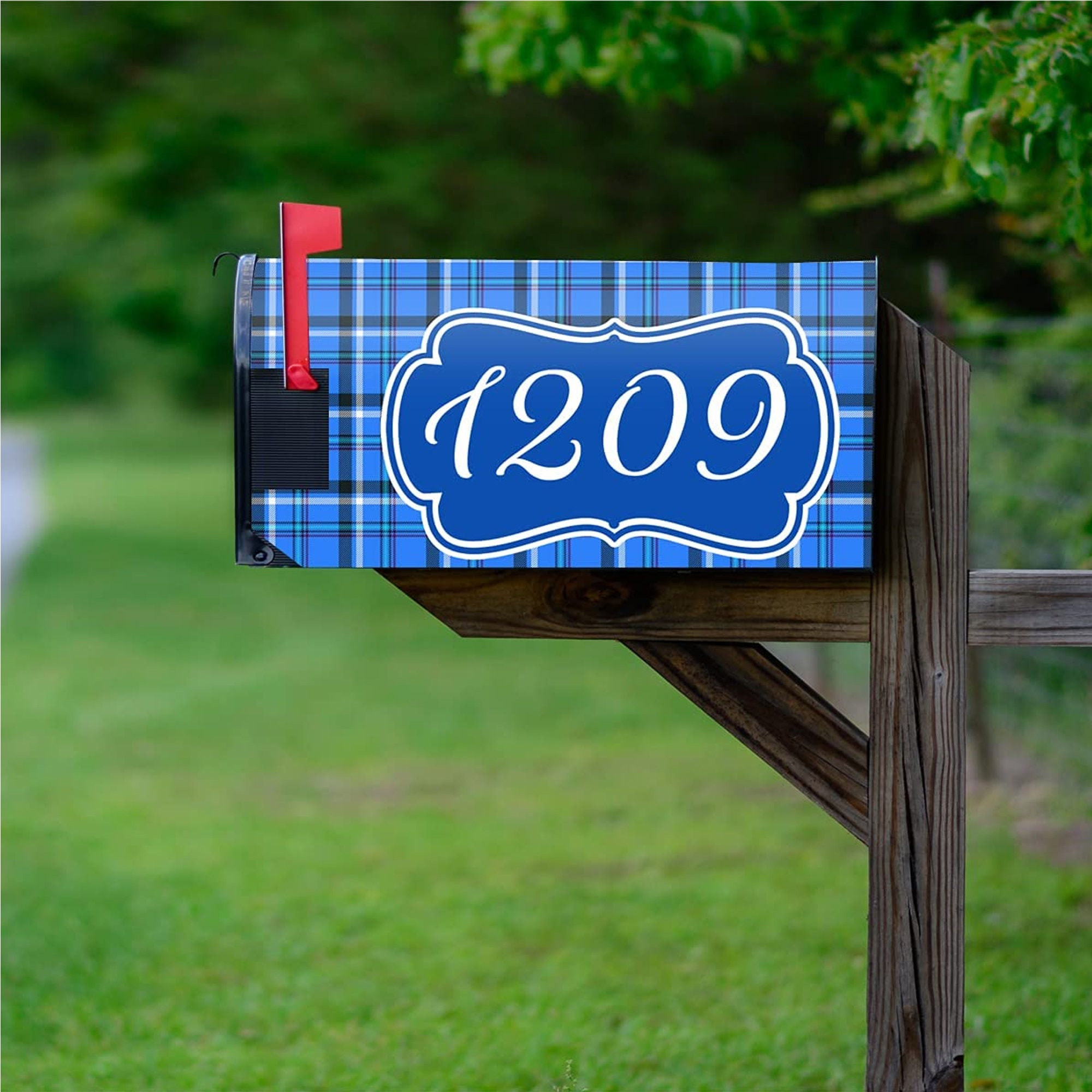 Personalized Plaid Mailbox Magnetic Cover Custom Address - VWAQ PMBM18 ...